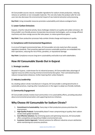 What Are the Environmental Benefits of AV Consumable's Sodium Citrate Manufacturing Process.pdf