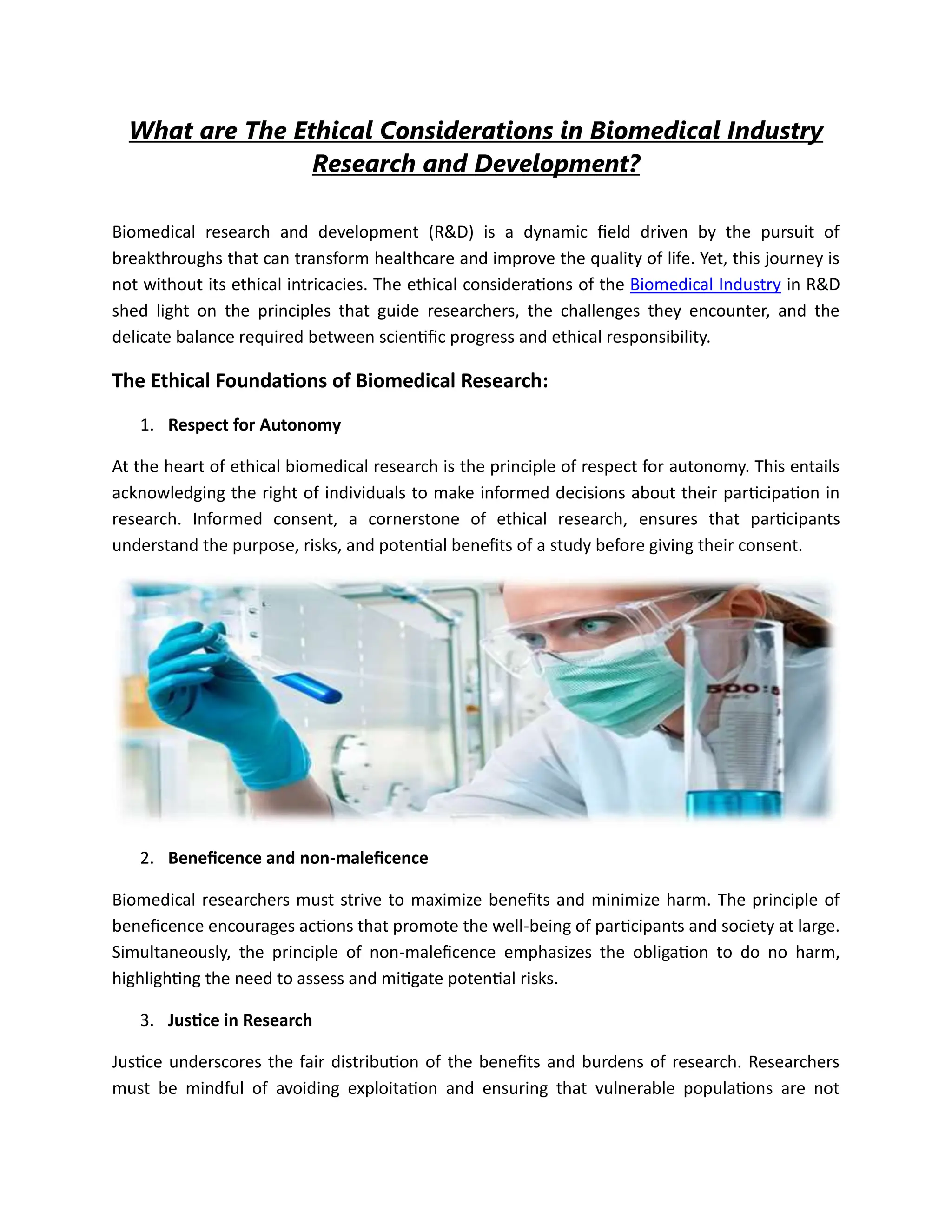 What are The Ethical Considerations in Biomedical Industry Research and ...