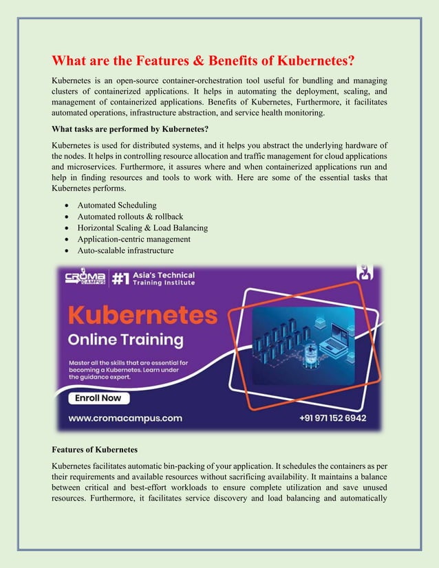 What are the Features & Benefits of Kubernetes? | PDF