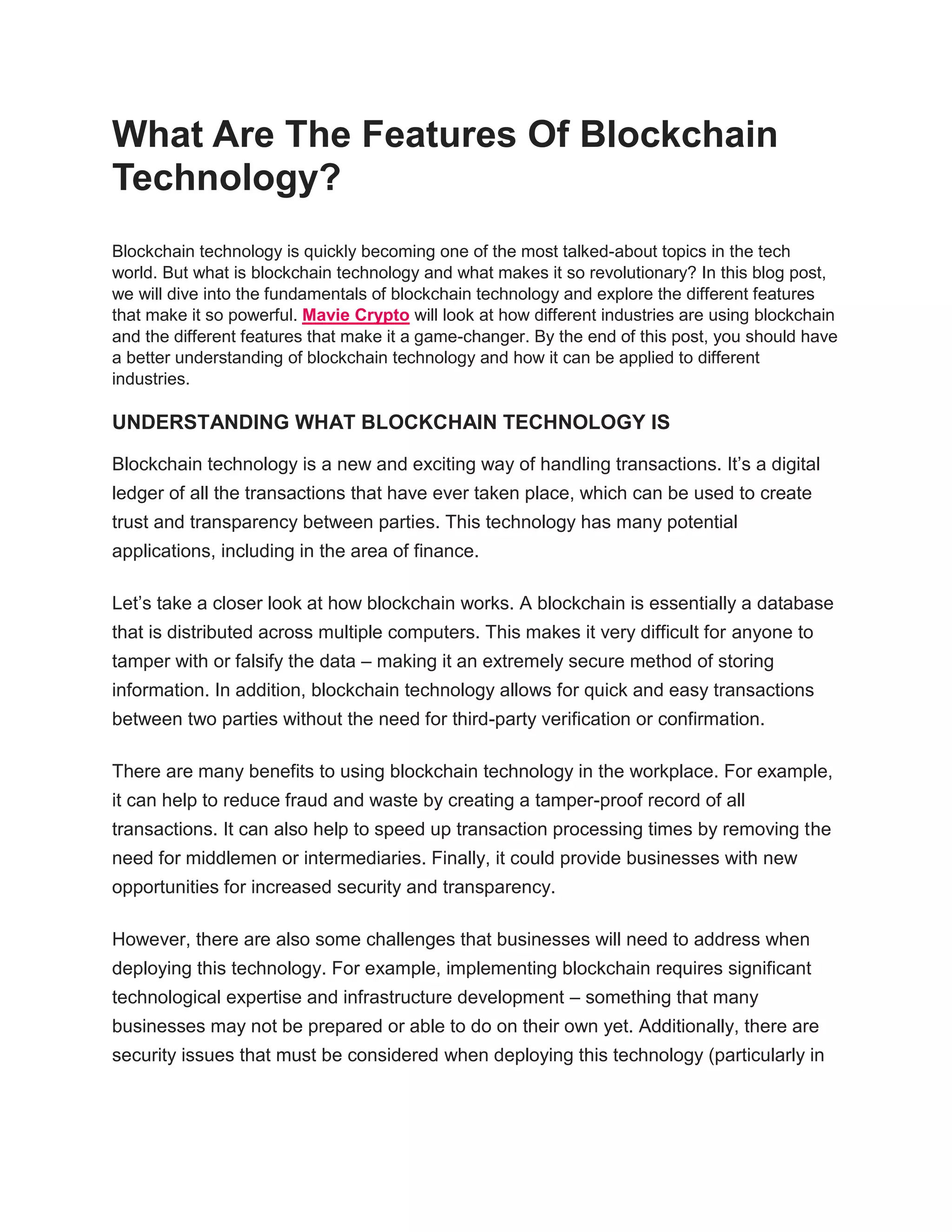What Are The Features Of Blockchain Technology..pdf