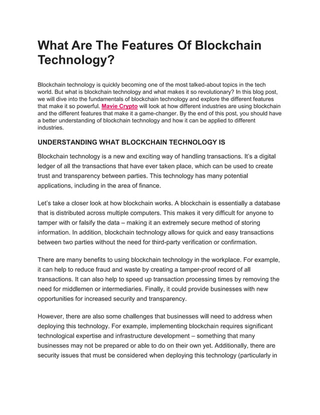 What Are The Features Of Blockchain Technology..pdf