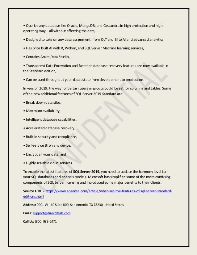 What are the features of SQL server standard editions.pdf