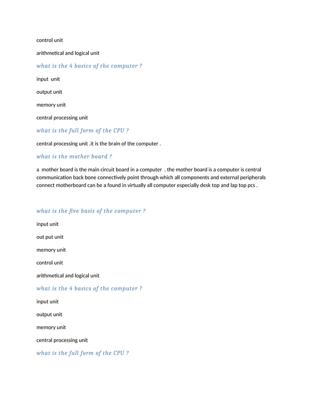 What are the five basis of the computer.docx