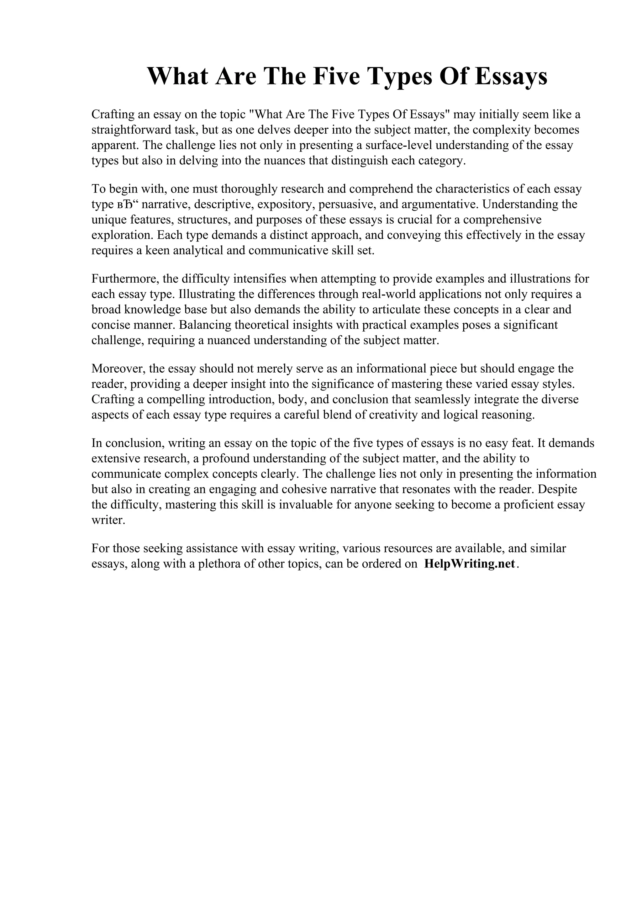 What Are The Five Types Of Essays.pdf