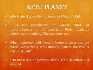 What are the friendly and enemy planets of ketu | PPTX