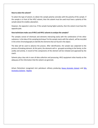 What are the Heavy Aromatic and HPCL Solvent? | DOC