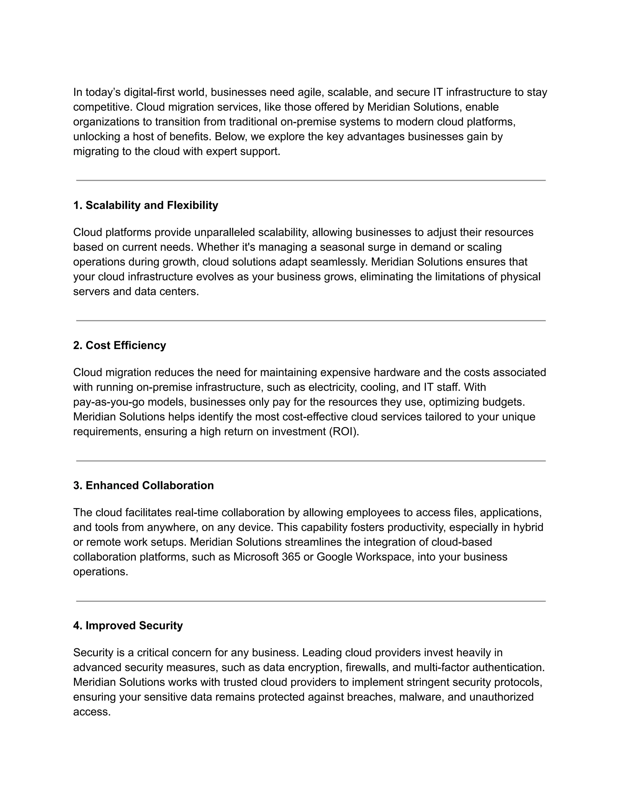 What are the key benefits of cloud migration services? | PDF