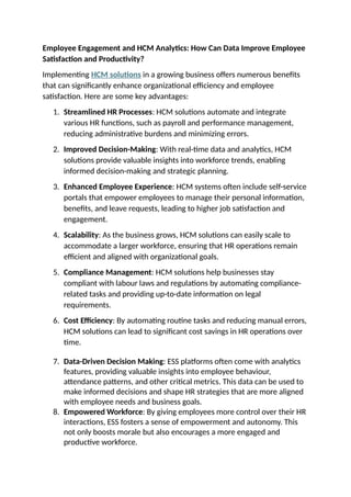 What are the key benefits of implementing HCM solutions in a growing ...