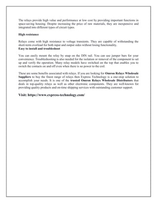 What are the key benefits of relays | PDF