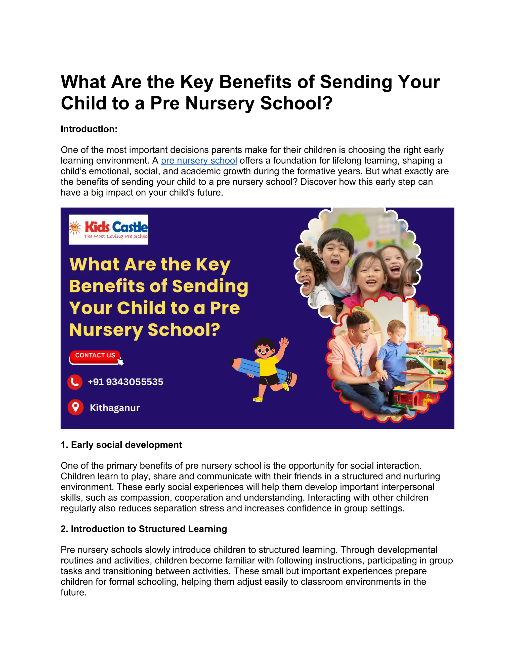 What Are the Key Benefits of Sending Your Child to a Pre Nursery School ...