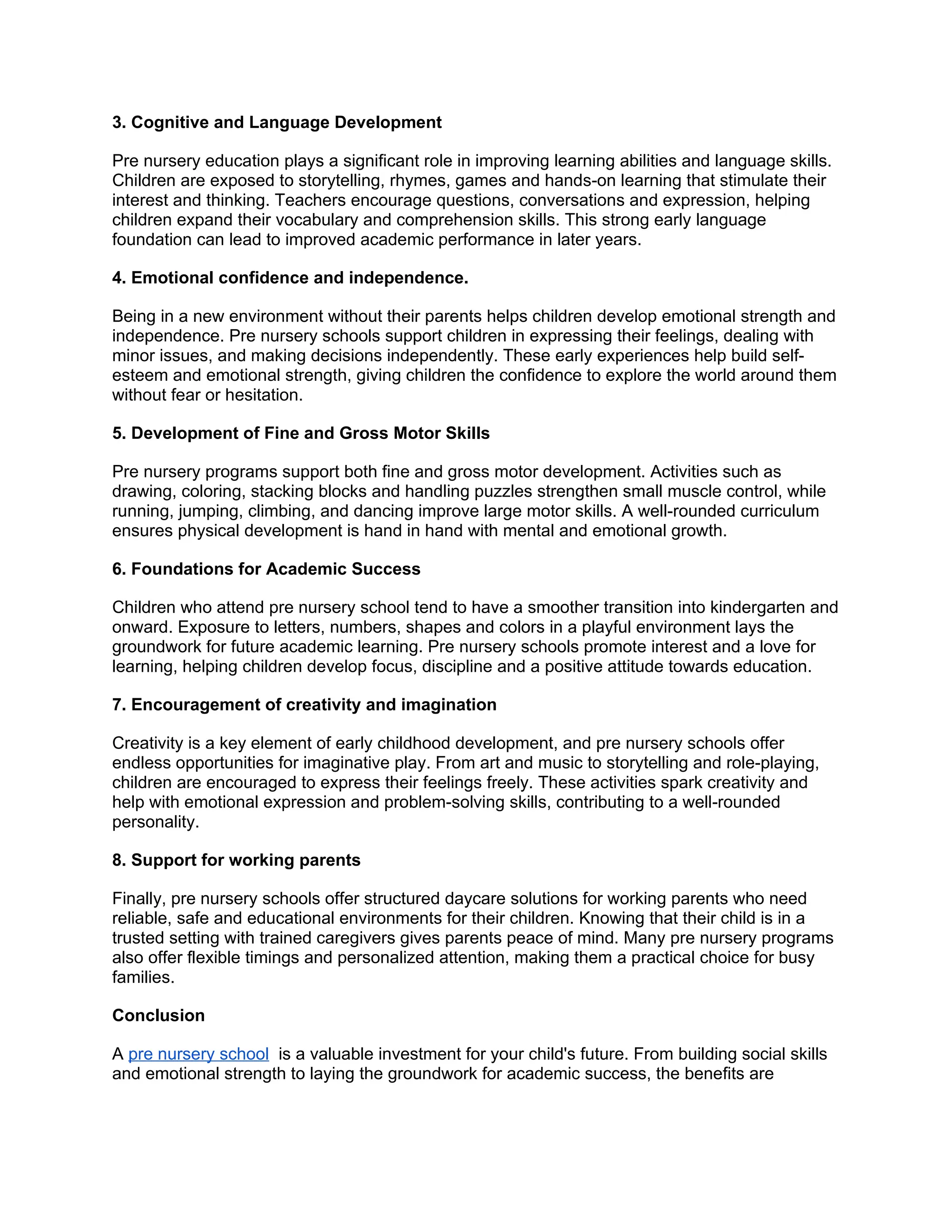 What Are the Key Benefits of Sending Your Child to a Pre Nursery School ...