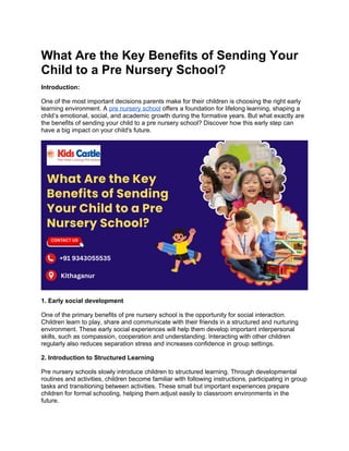 What Are the Key Benefits of Sending Your Child to a Pre Nursery School ...