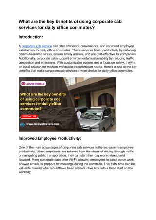 What are the key benefits of using corporate cab services for daily ...
