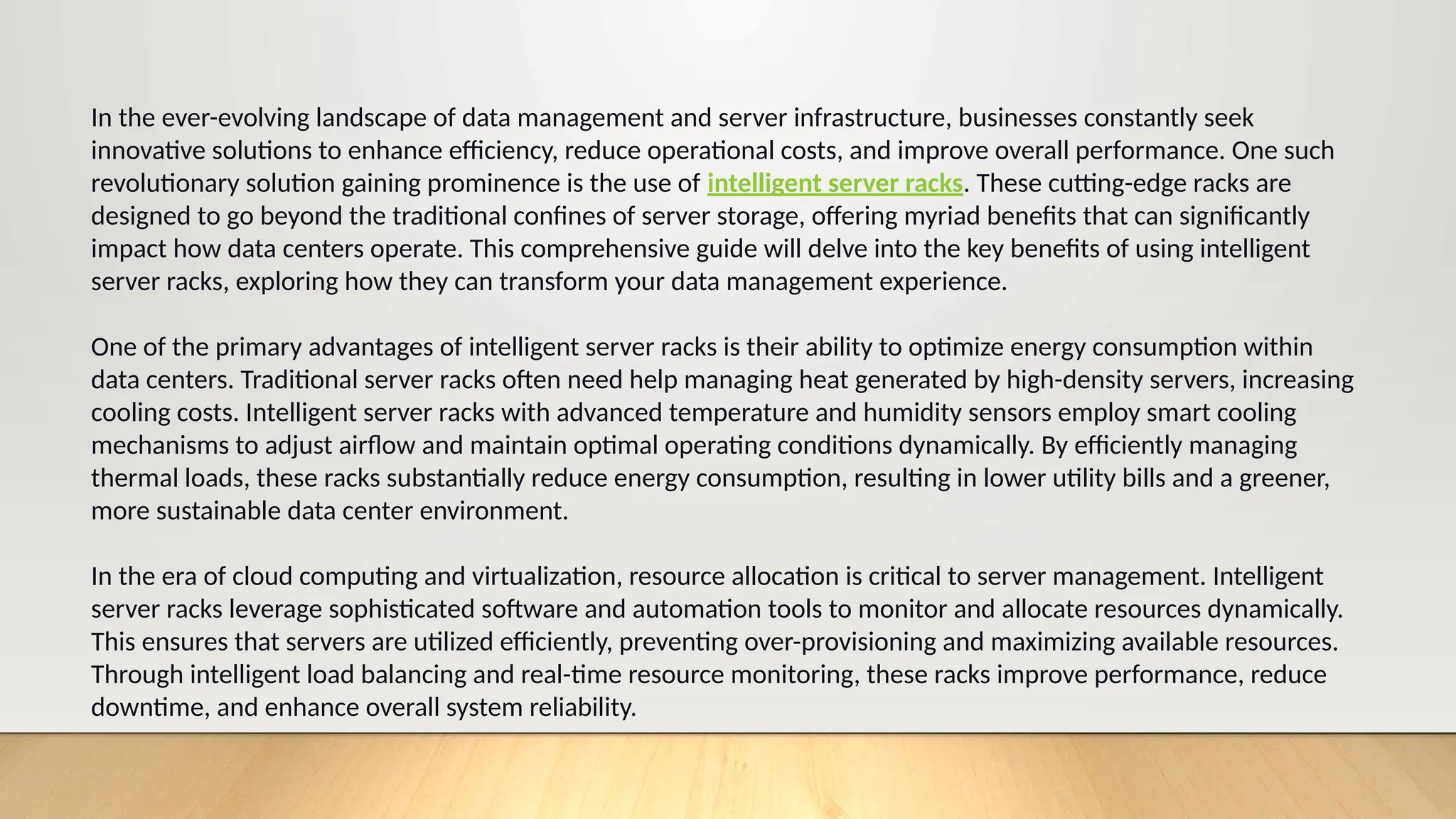 What are the key benefits of using intelligent server racks.pdf