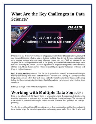 What Are the Key Challenges in Data Science - CETPA Infotech Noida | PDF