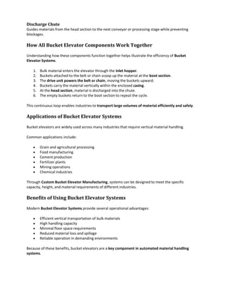 What Are the Key Components of a Bucket Elevator System? | PDF