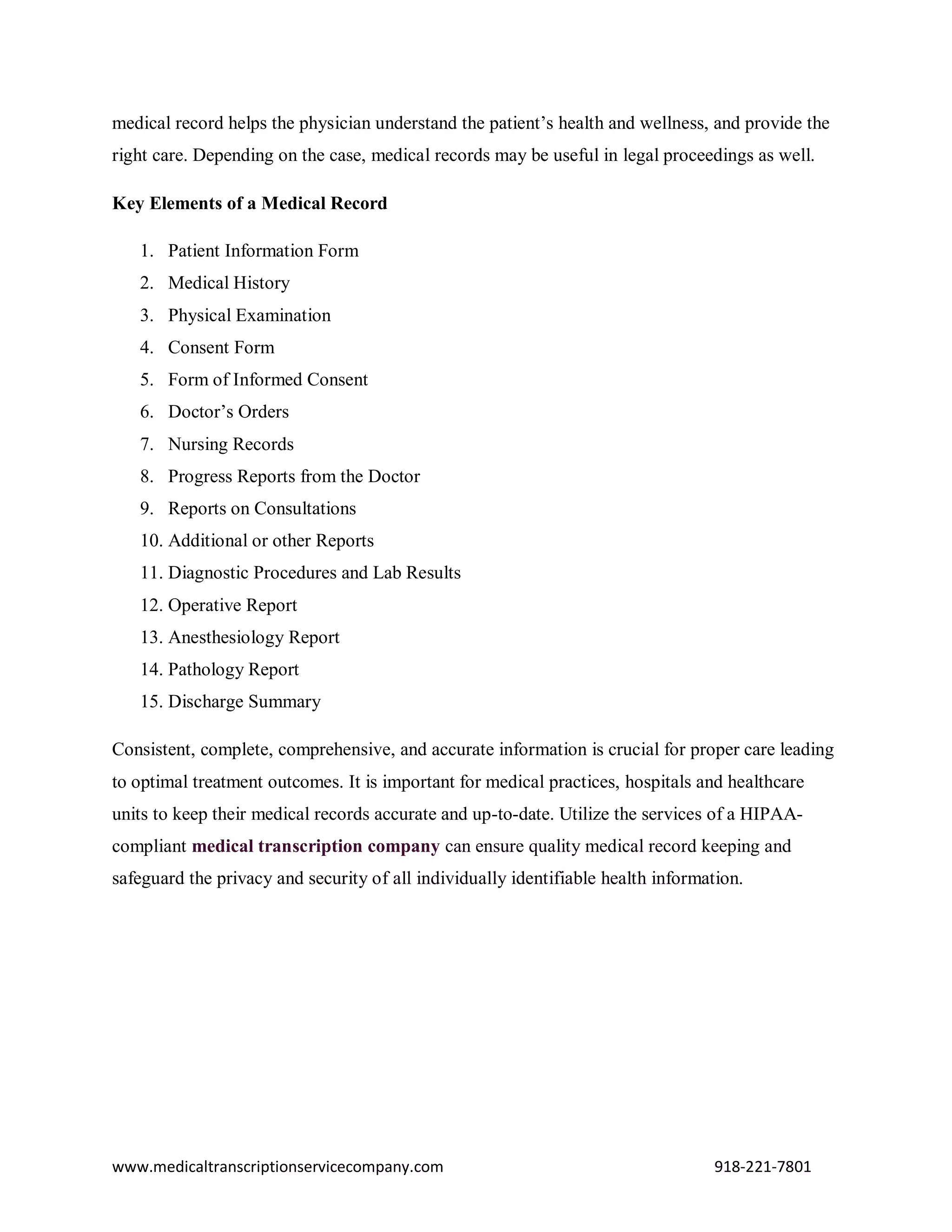 What are the Key Components of a Complete Medical Record? | PDF