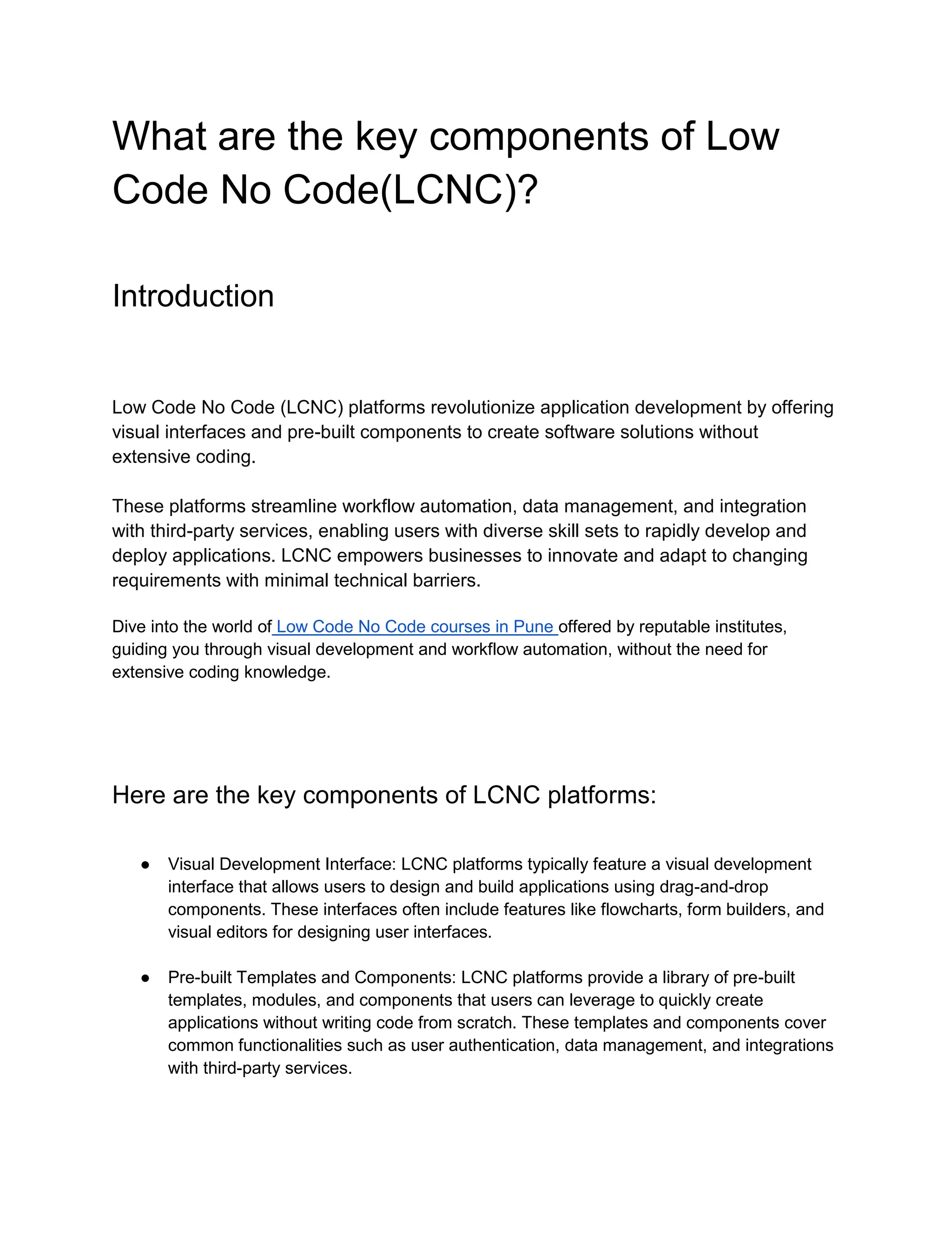 What are the key components of Low Code No Code(LCNC).docx