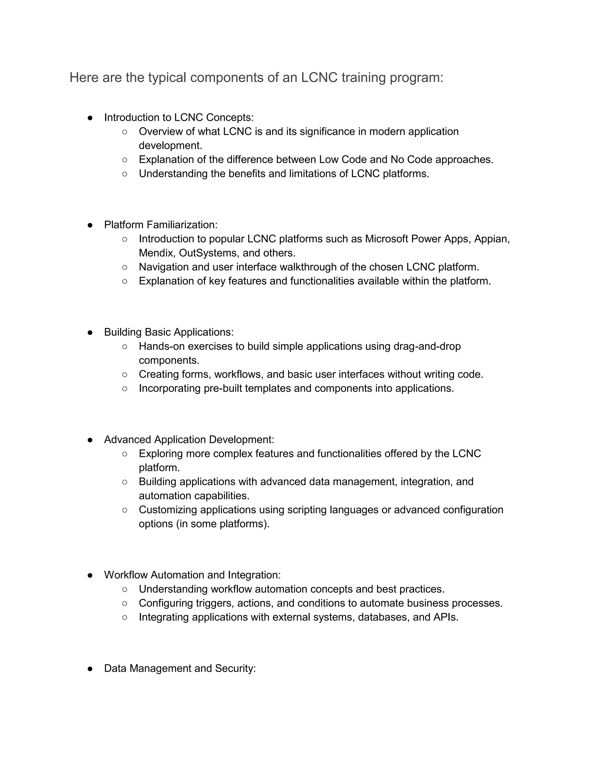 What are the key components of Low Code No Code(LCNC).docx
