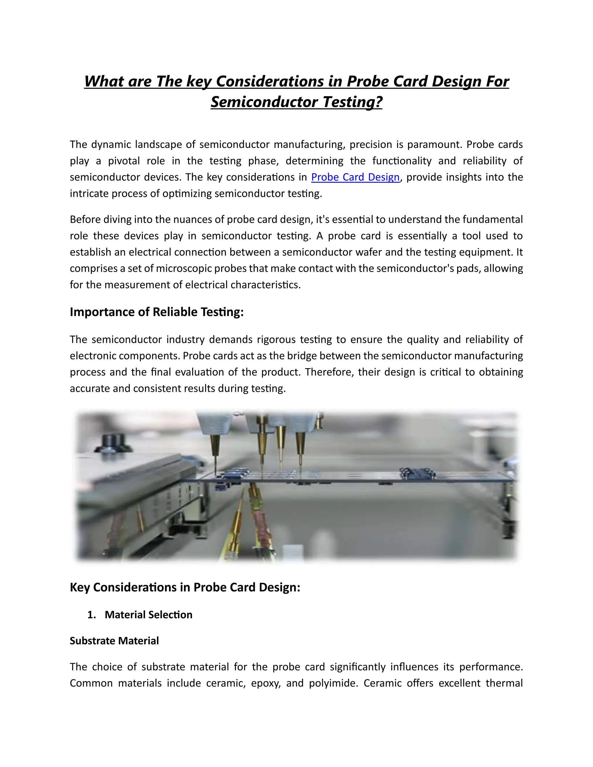 What are The key Considerations in Probe Card Design For Semiconductor ...