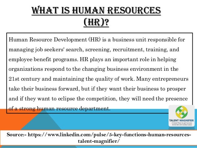 What are the key functions of human resource? | PDF