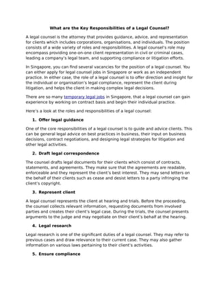 What are the key responsibilities of a legal counsel? | PDF