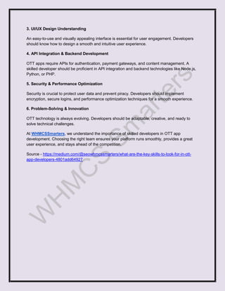 What Are the Key Skills to Look for in OTT App Developers? | PDF