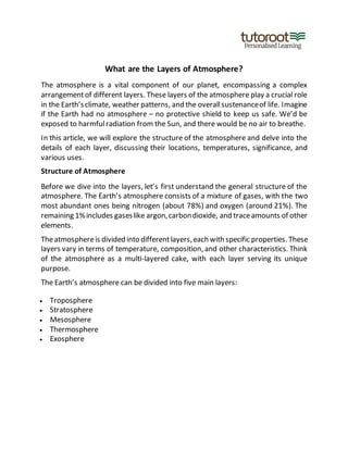 Explain What are the Layers of the Atmosphere? | PDF | Weather | Science