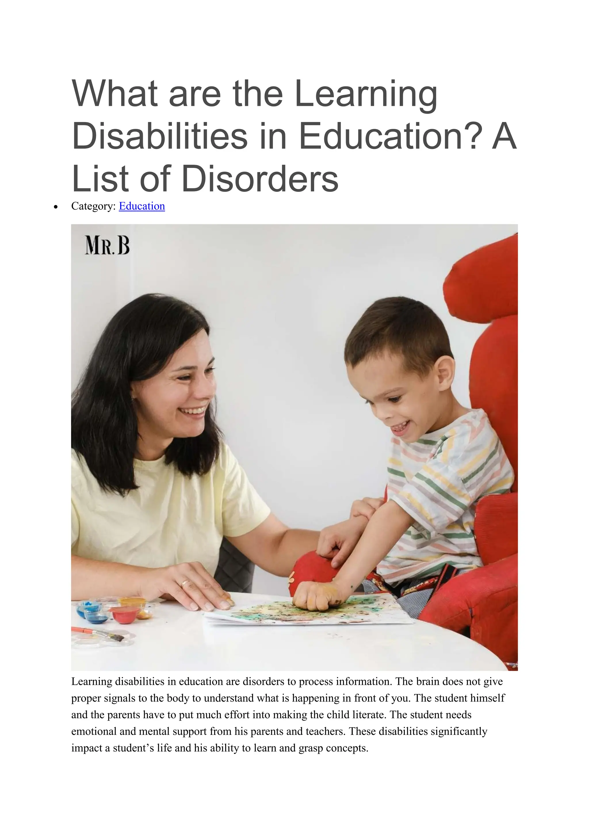 What are the Learning Disabilities in Education.pdf | Special Needs ...