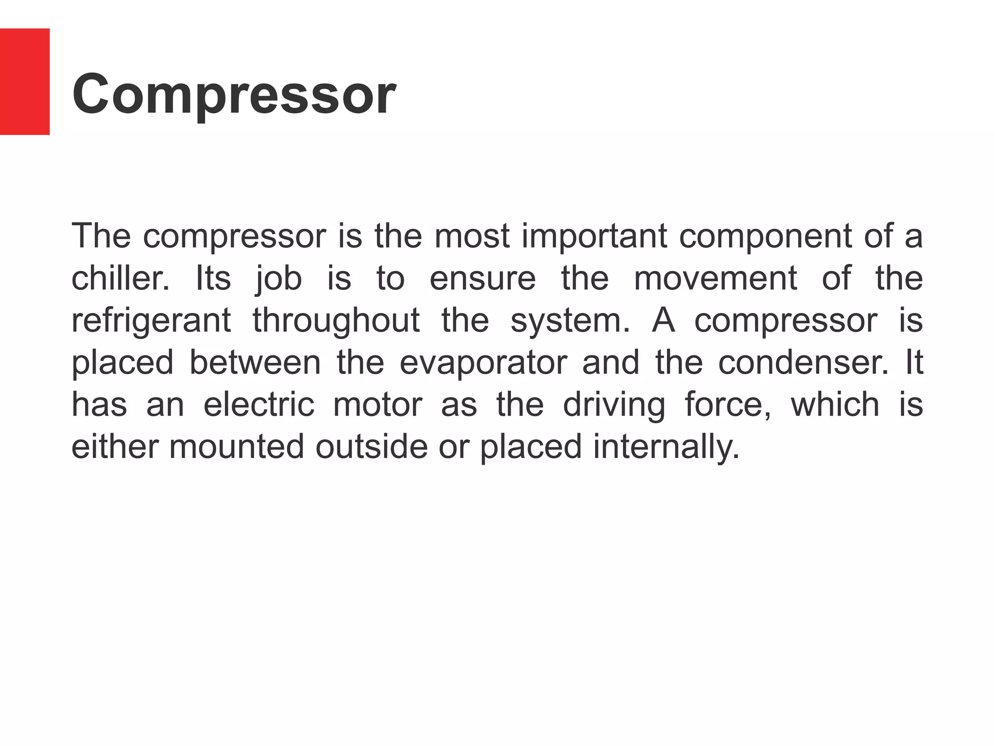 What are the main components of a chiller and what do they do | PPT