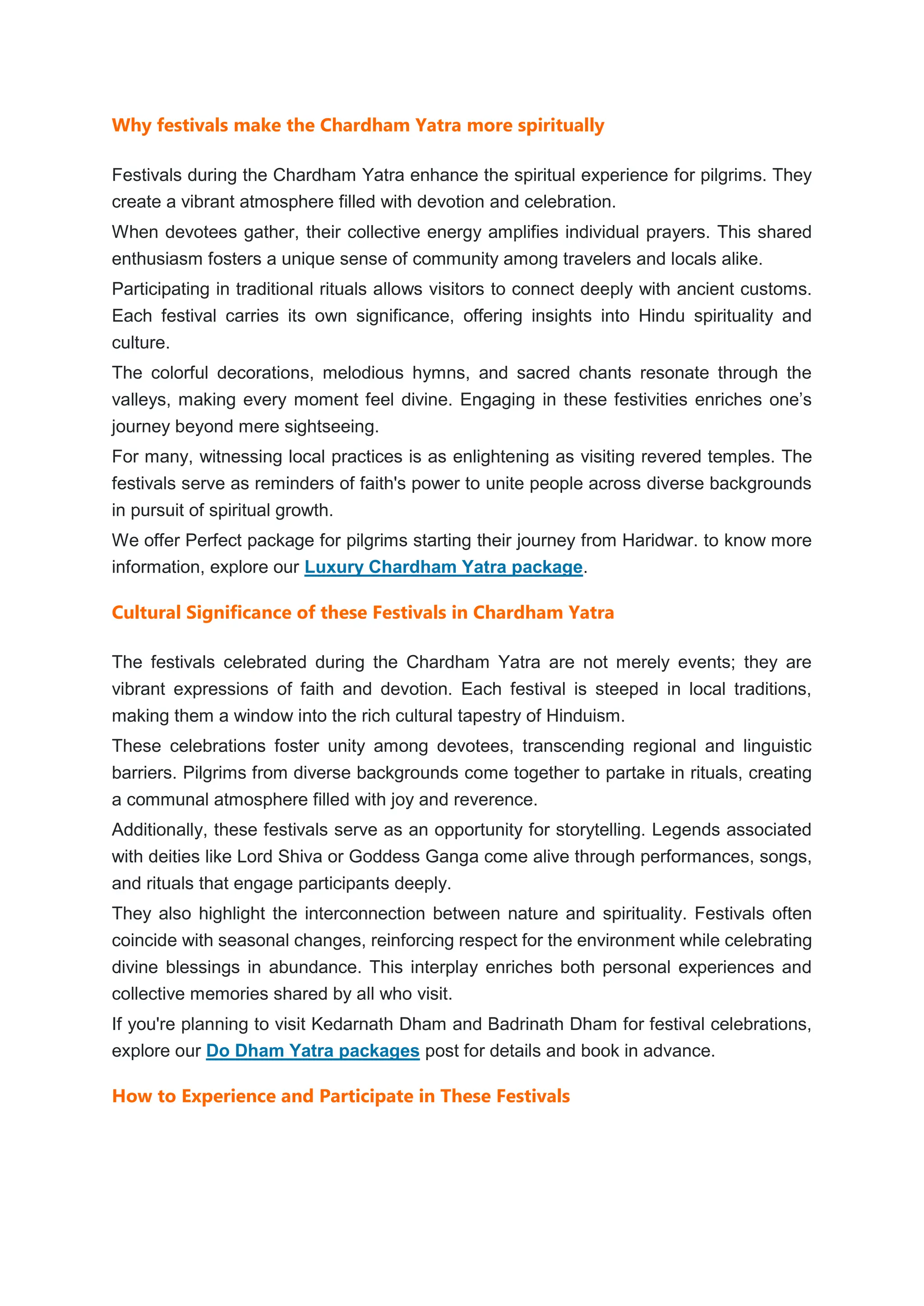 What are the Main Festivals Celebrated in Chardham Yatra? | PDF