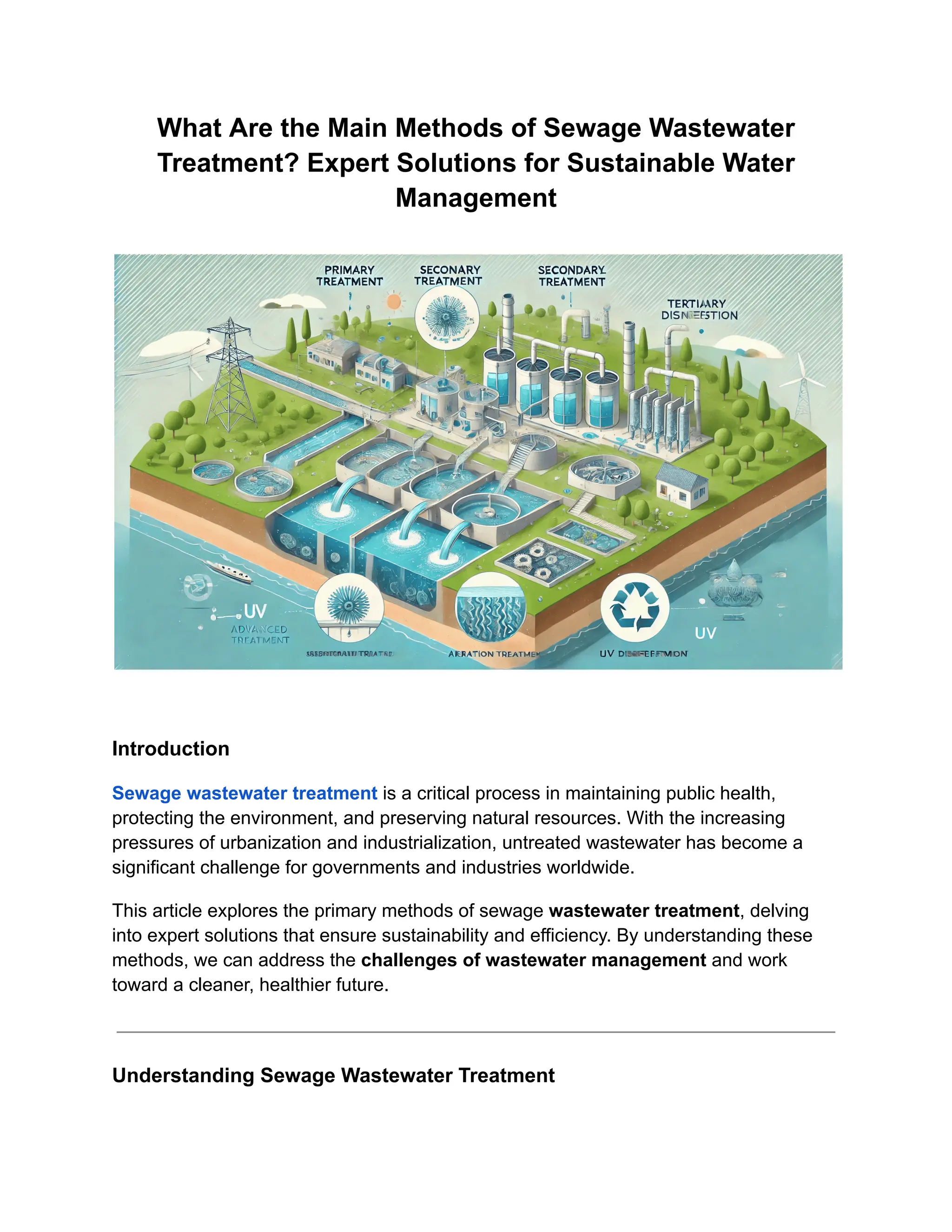 What Are the Main Methods of Sewage Wastewater Treatment | PDF