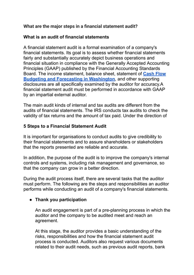 What are the major steps in a financial statement audit.pdf