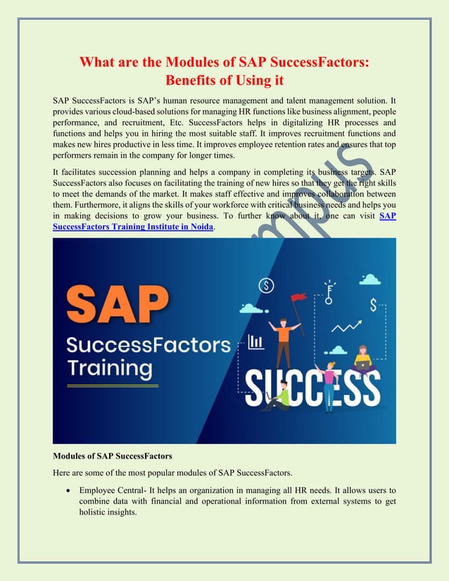 What are the Modules of SAP SuccessFactors: Benefits of Using it | PDF
