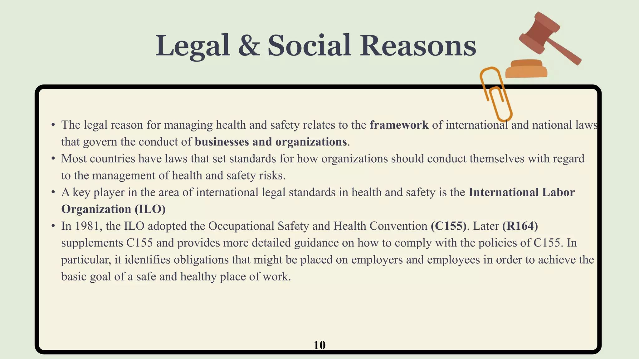 What are the moral, legal and financial reason to manage safety in an ...