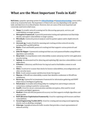 What are the most important tools in kali.pdf
