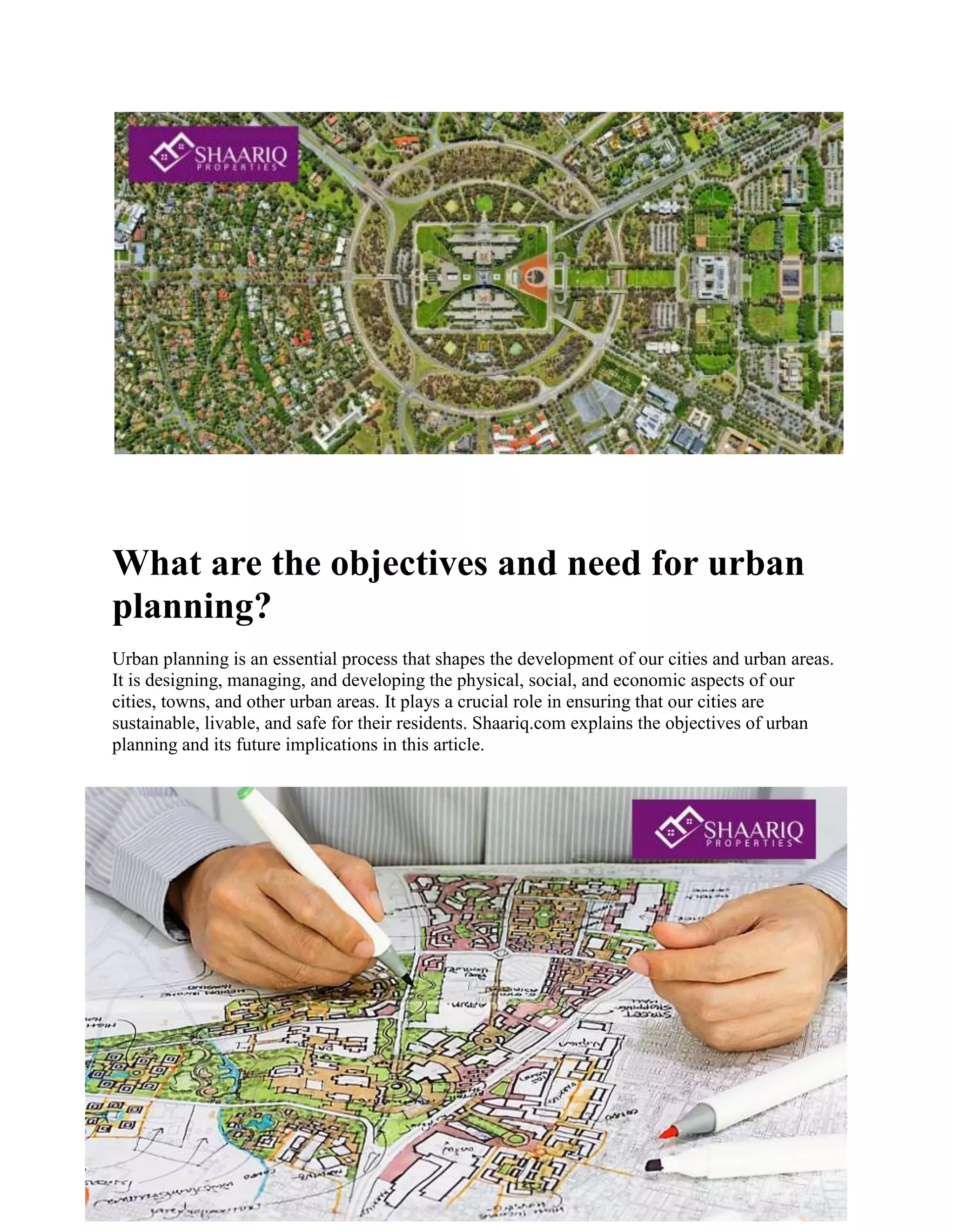 What are the objectives and need for urban planning.docx