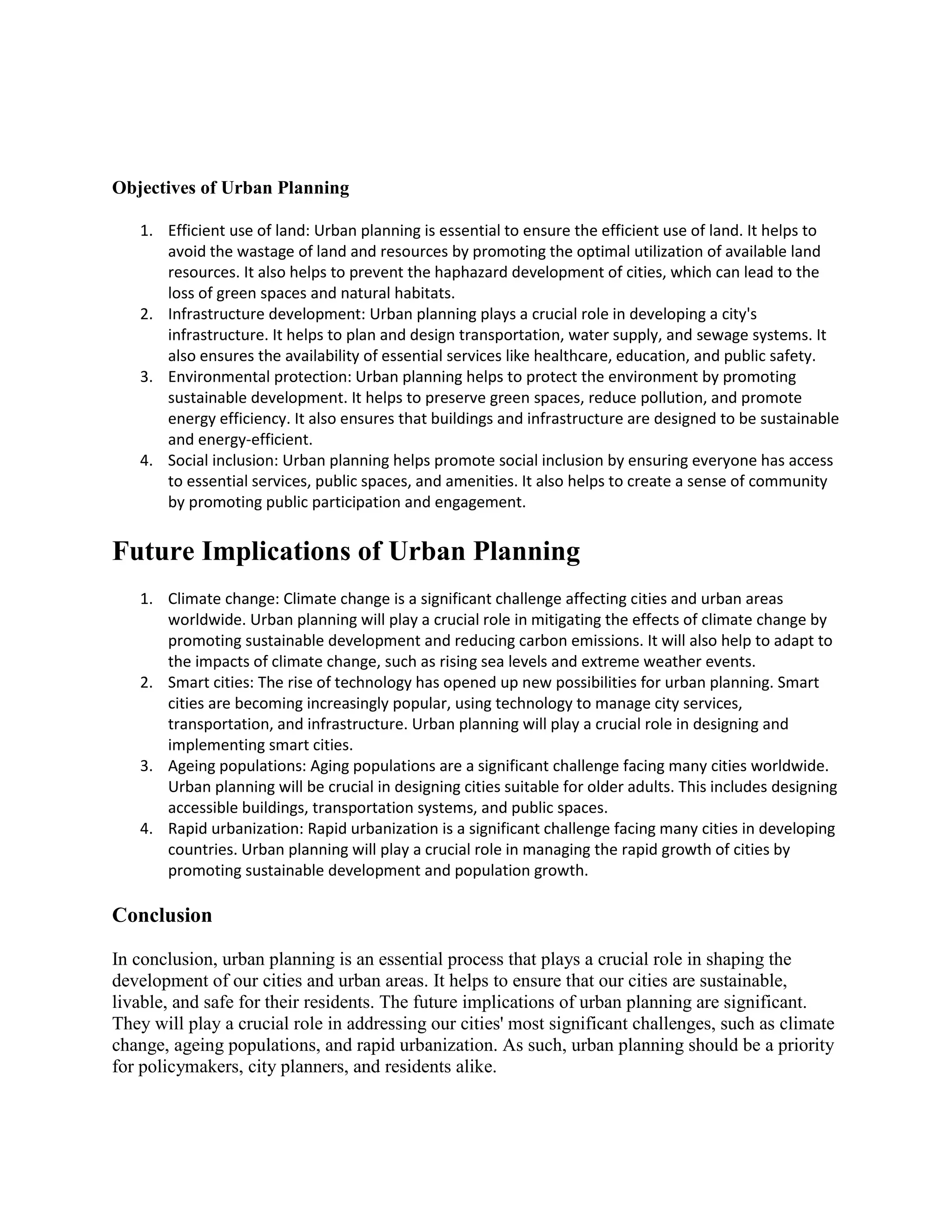 What are the objectives and need for urban planning.docx