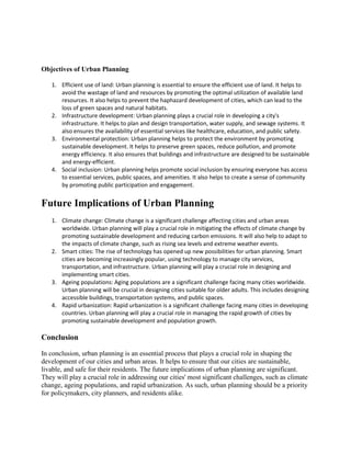What are the objectives and need for urban planning.docx