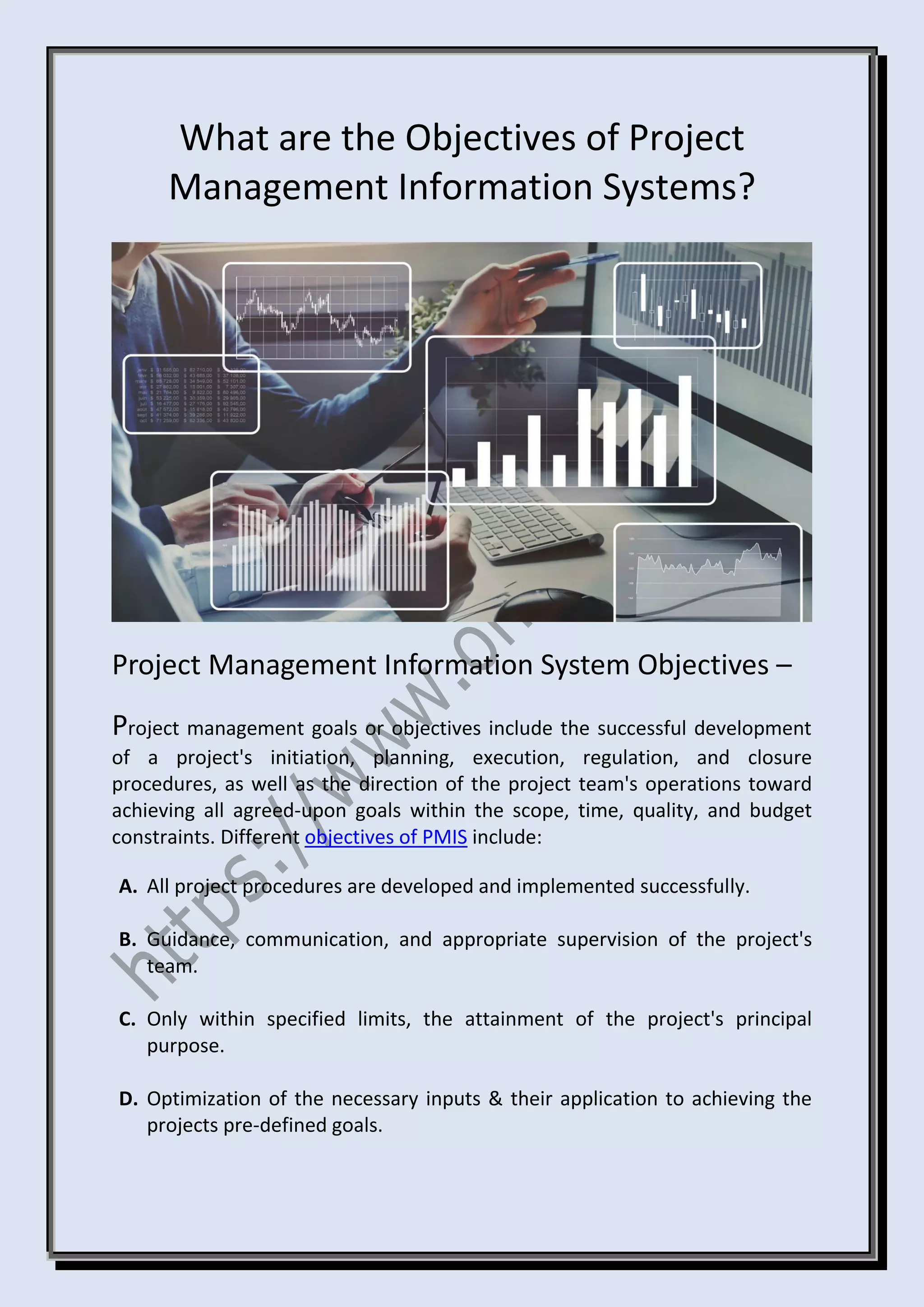 Major Objective of Project Management Information System | PDF ...