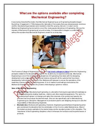 What are the options available after completing mechanical engineering