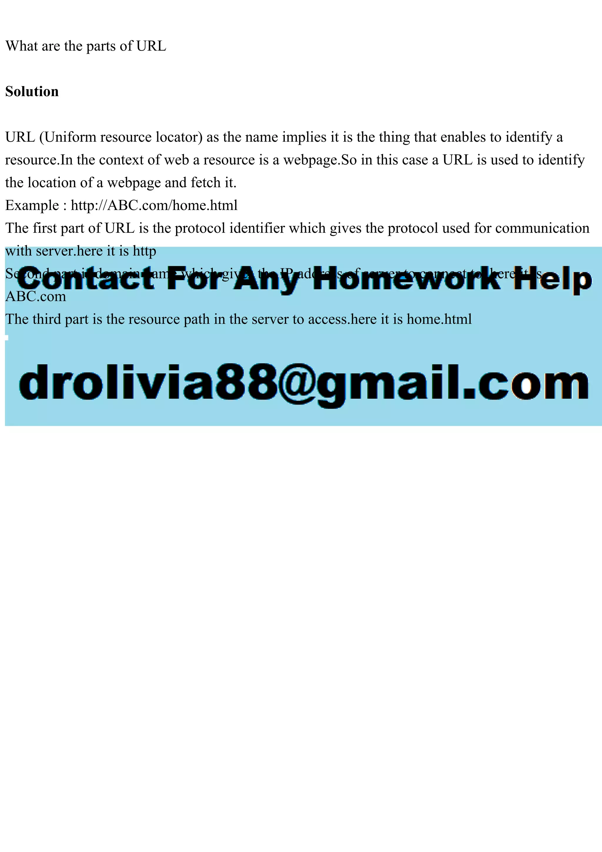 What are the parts of URLSolutionURL (Uniform resource locator.pdf