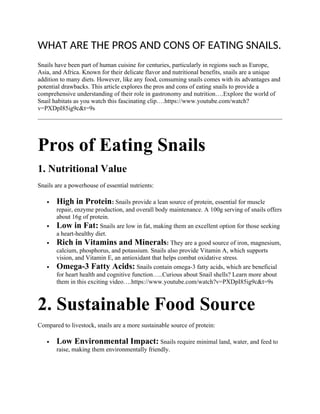 WHAT ARE THE PROS AND CONS OF EATING SNAILS..docx