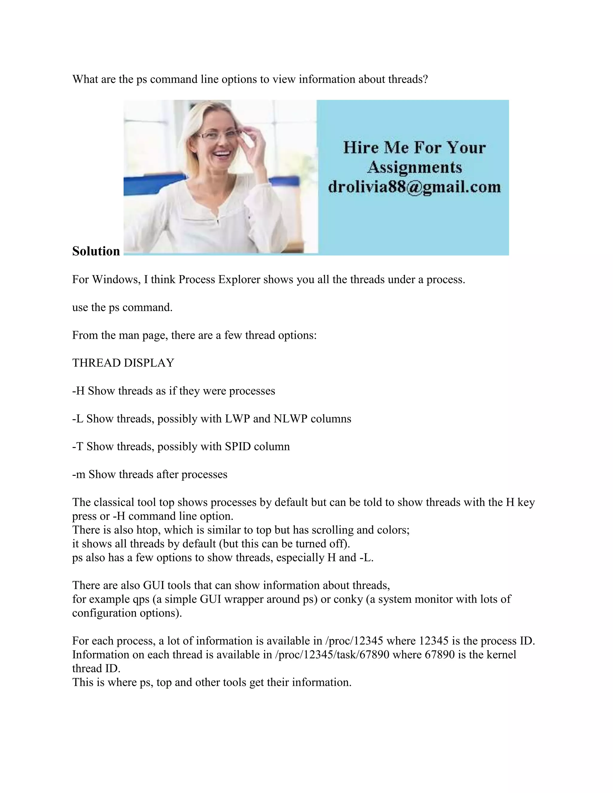 What are the ps command line options to view information about threads.docx