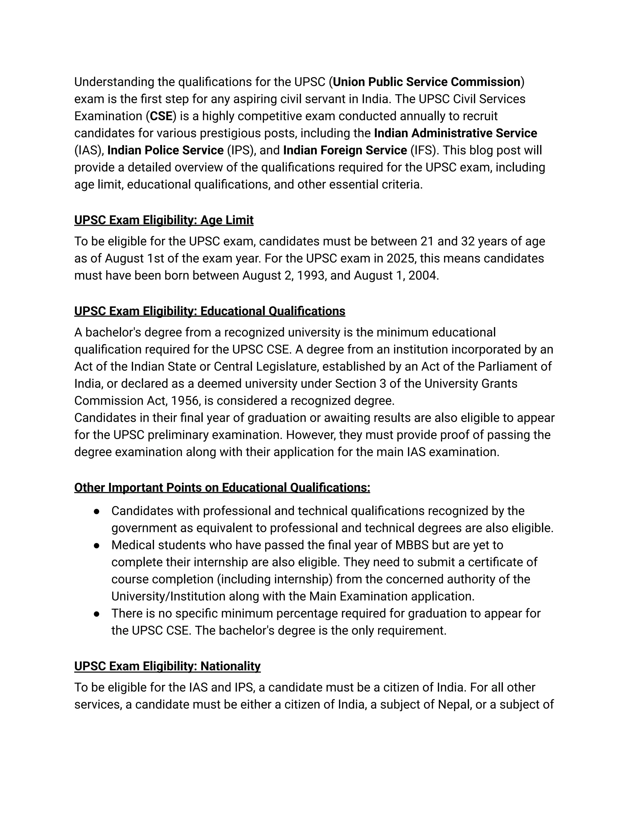 What Are The Qualification For UPSC Exam | KGS Store | PDF