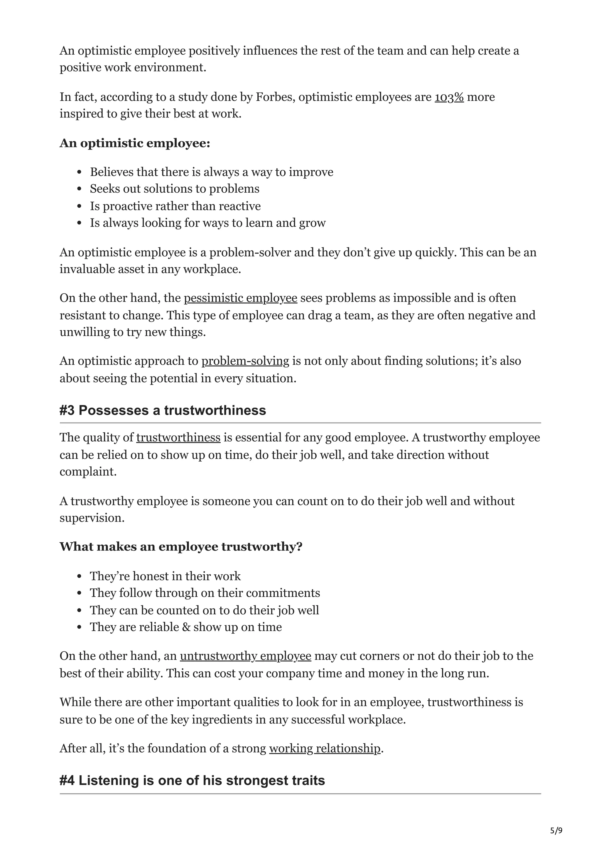 What Are the Qualities of a Good Employee | PDF