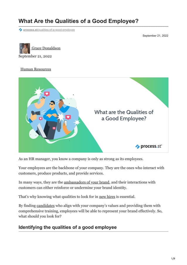 What Are the Qualities of a Good Employee | PDF | Human Resources ...