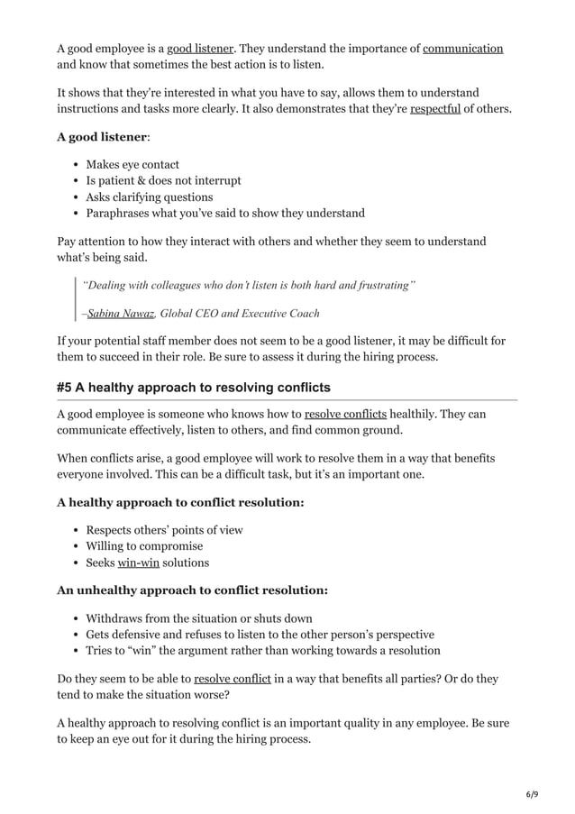 What Are the Qualities of a Good Employee | PDF | Human Resources ...