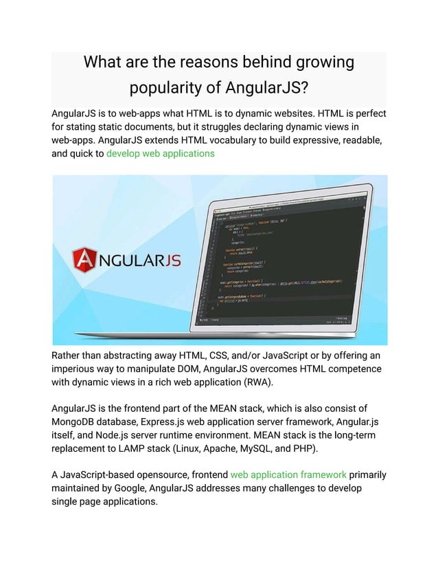 What are the reasons behind growing popularity of AngularJS.pdf