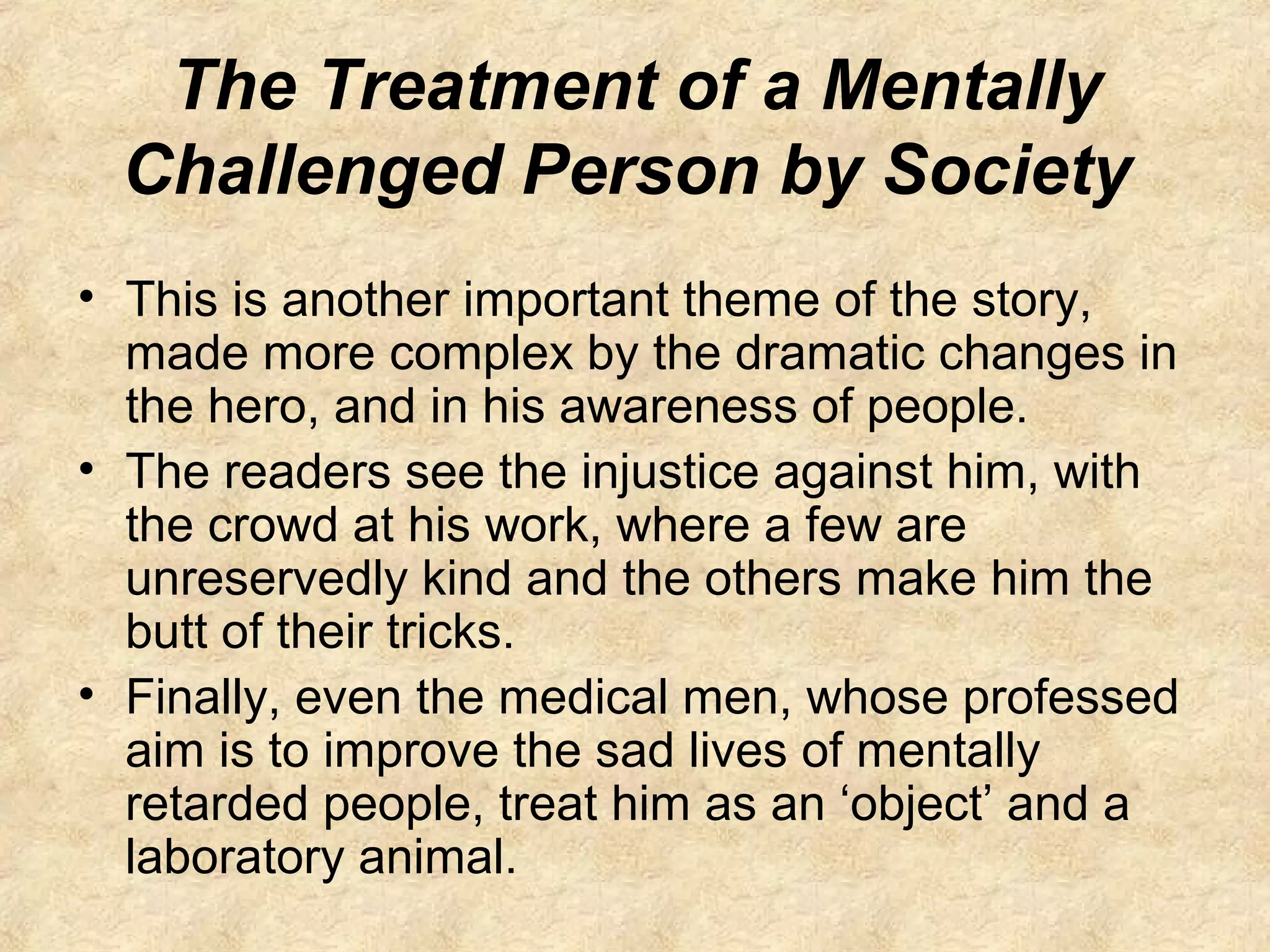 Theme- Flowers for Algernon | PPT